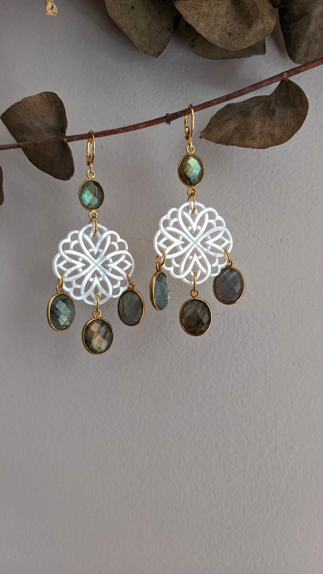 NEFERTITI Nacre and Labradorian Loops - Etsy