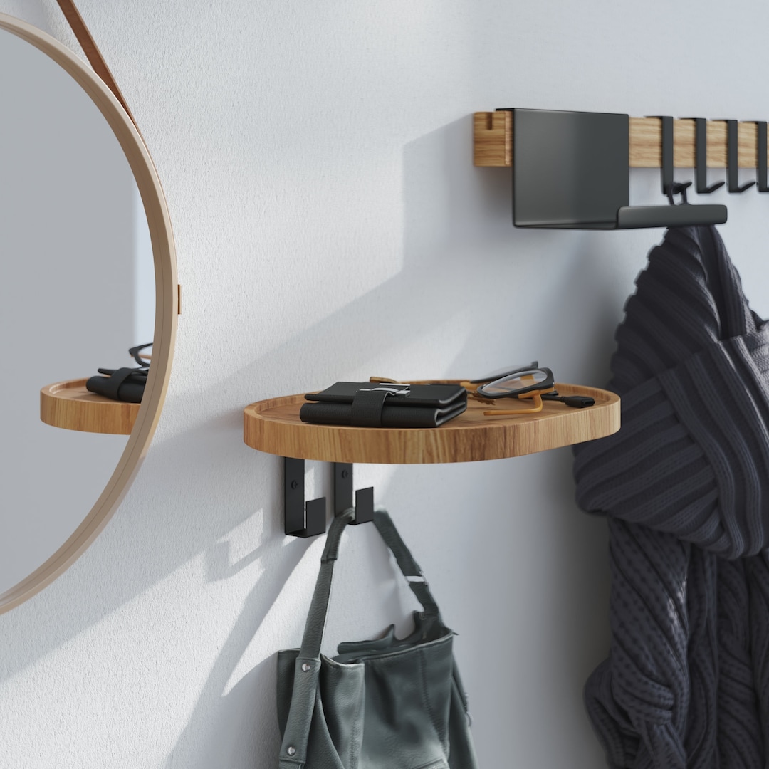 Coat Rack Wall Mount Modern Wall Hook Rail Wooden Wall Rack - Etsy