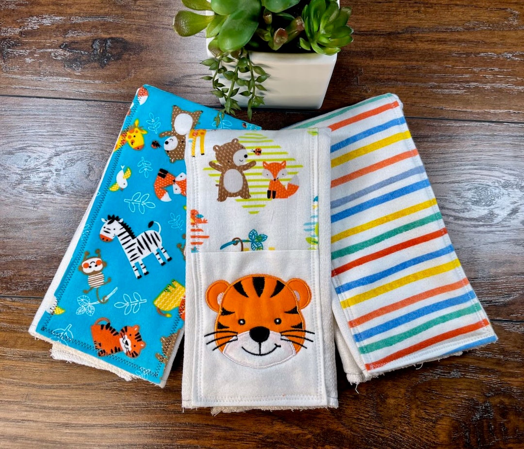 Tiger Burp Cloth Set, Animal Cloth Diaper Burp Rag, Safari Nursery ...