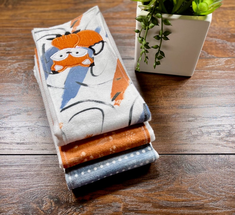 Fox Burp Cloth Set, Rust Cloth Diaper Burp Rag, Newborn Baby Necessity ...