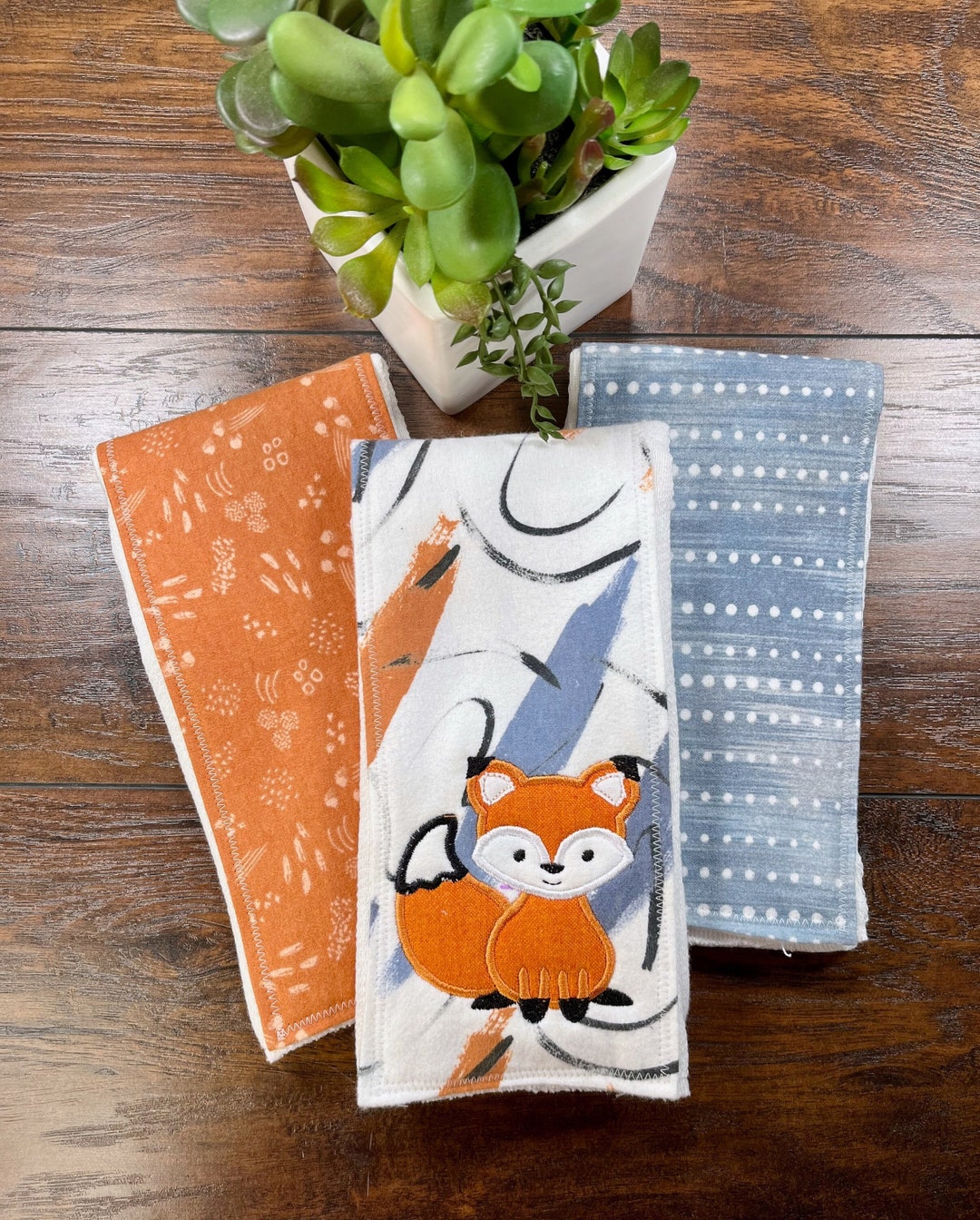 Fox Burp Cloth Set, Rust Cloth Diaper Burp Rag, Newborn Baby Necessity ...