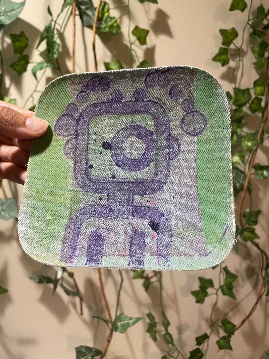 Robot Hand Painted and Printed Iron on Floral Clothing Patch - Etsy