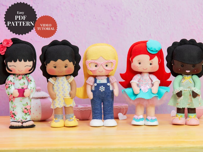 Felt Dolls Pattern - Easy PDF Sewing DIY - Etsy