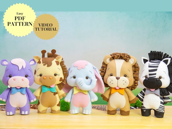 Felt Safari Baby Animals Pattern lion Zebra Giraffe - Etsy