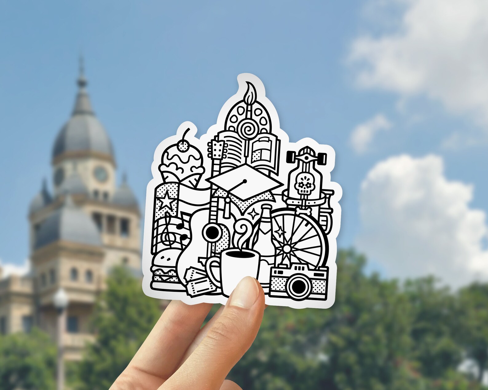 Denton Texas Courthouse Sticker Downtown Denton TX Vinyl | Etsy