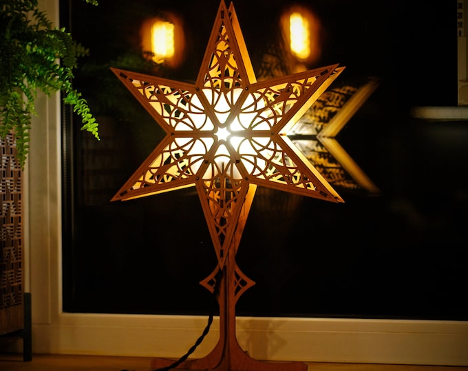 Wooden Window Star Light, Scandinavian Welcome Star, Swedish Christmas ...
