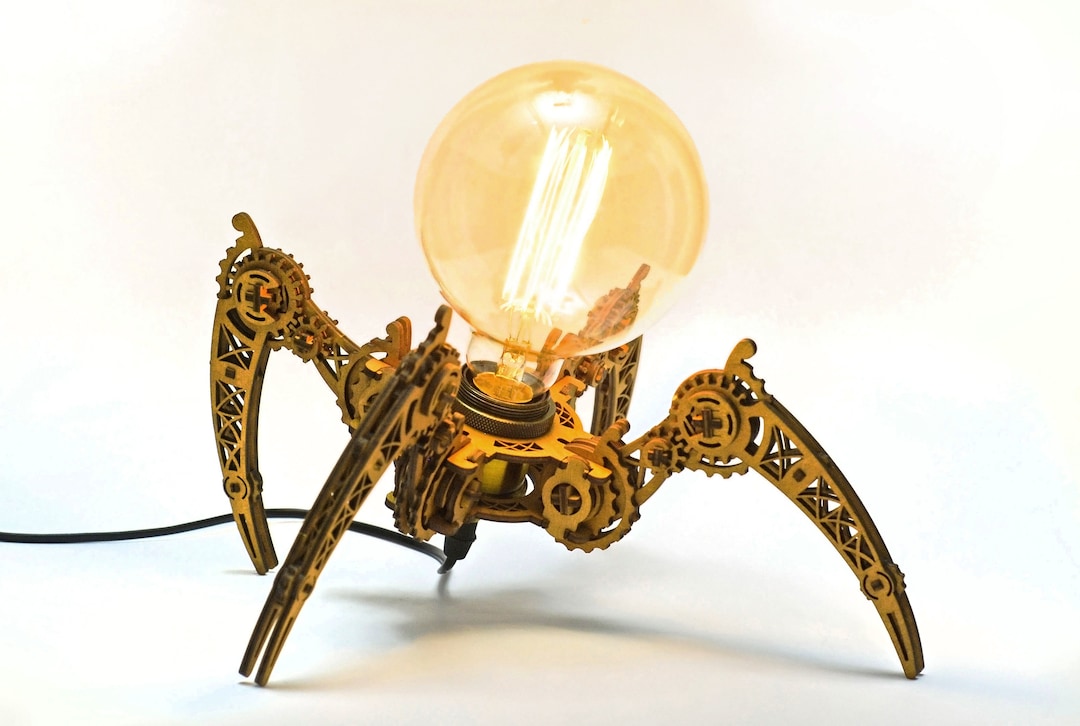 Wooden Spider Lamp - a Unique Gift for Him That Combines Nature ...