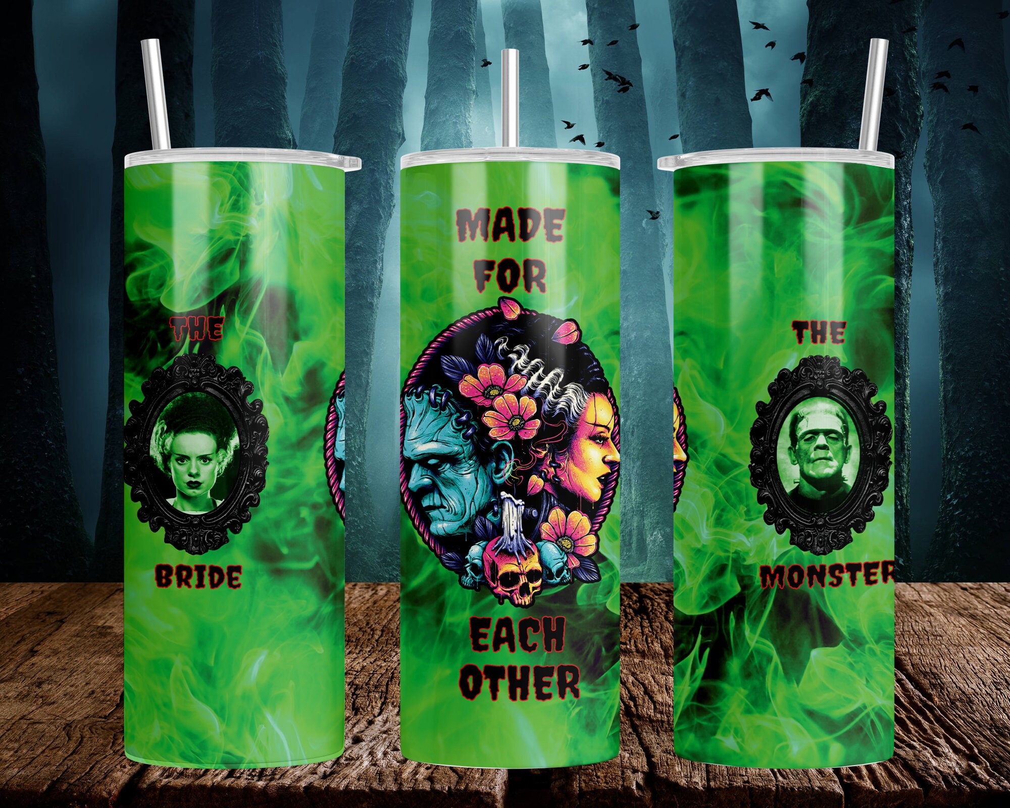 Frankenstein and the Bride Tumbler Wrap - Etsy