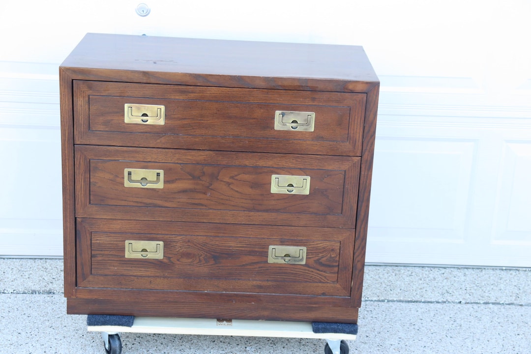 Henredon Small Three Drawer Campaign Style Dresser - Etsy
