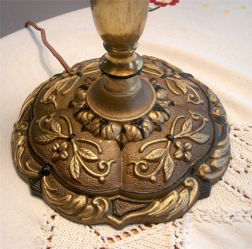 Brass and Bronze Stain Glass Table Lamp by Bloch Lamp Co. - Etsy