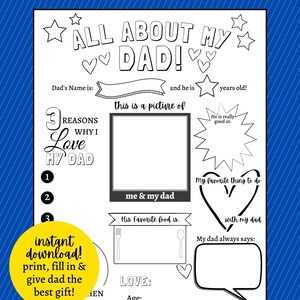 All About My Dad Printable Interview, Father's Day Gift From Kids ...