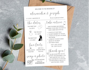 Fun Wedding Infographic - Digital Download, Instant, Editable - 5x7 ...