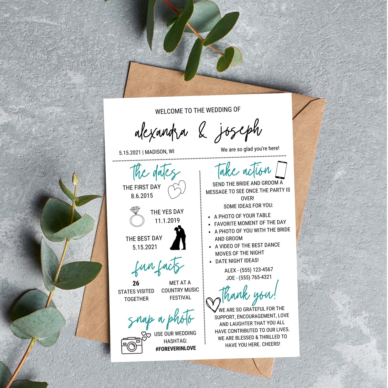 Fun Wedding Infographic - Digital Download, Instant, Editable - 5x7 ...