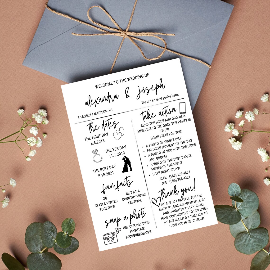 Fun Wedding Infographic - Digital Download, Instant, Editable - 5x7 ...