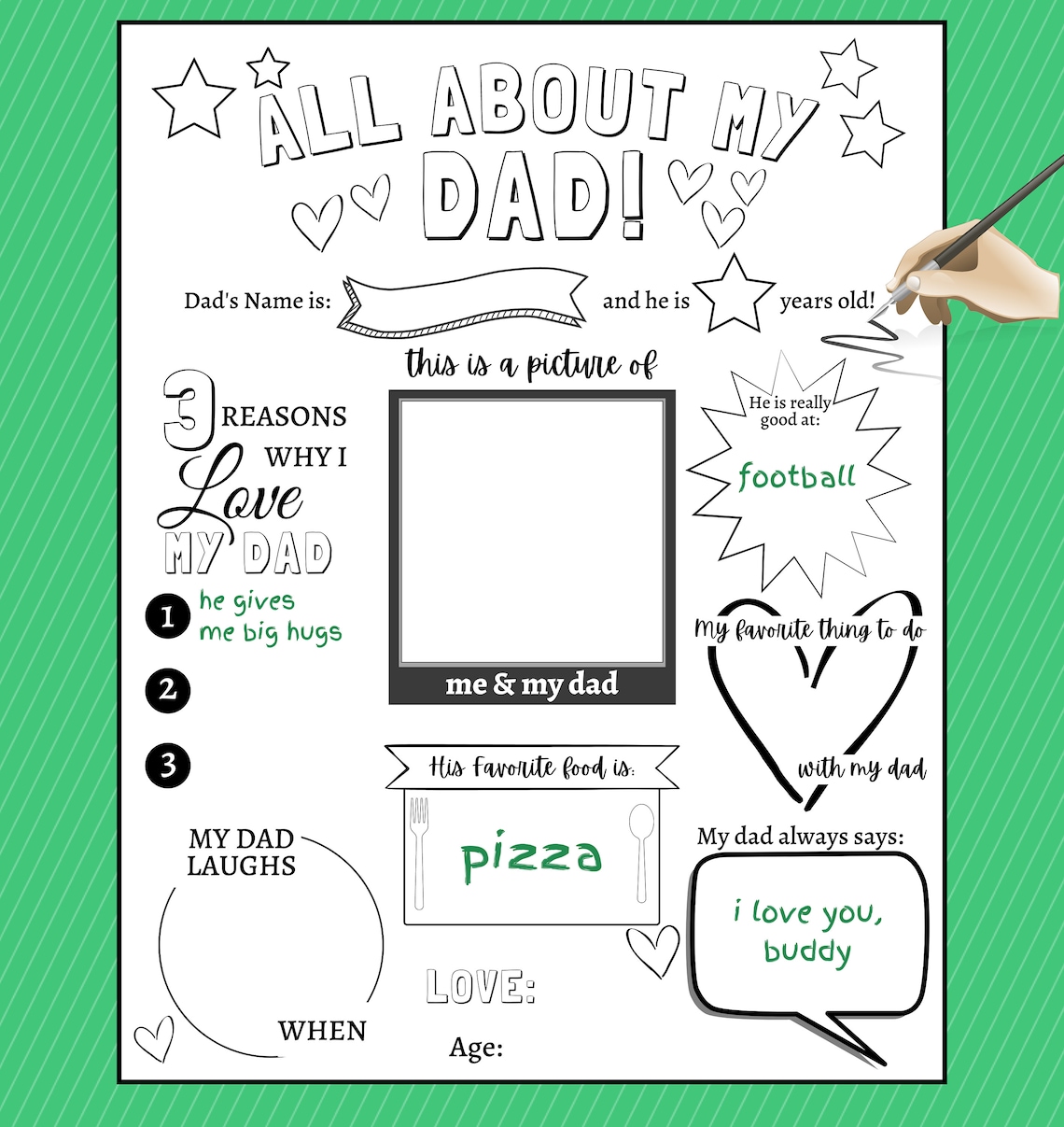 All About My Dad Printable Interview Father's Day Gift - Etsy