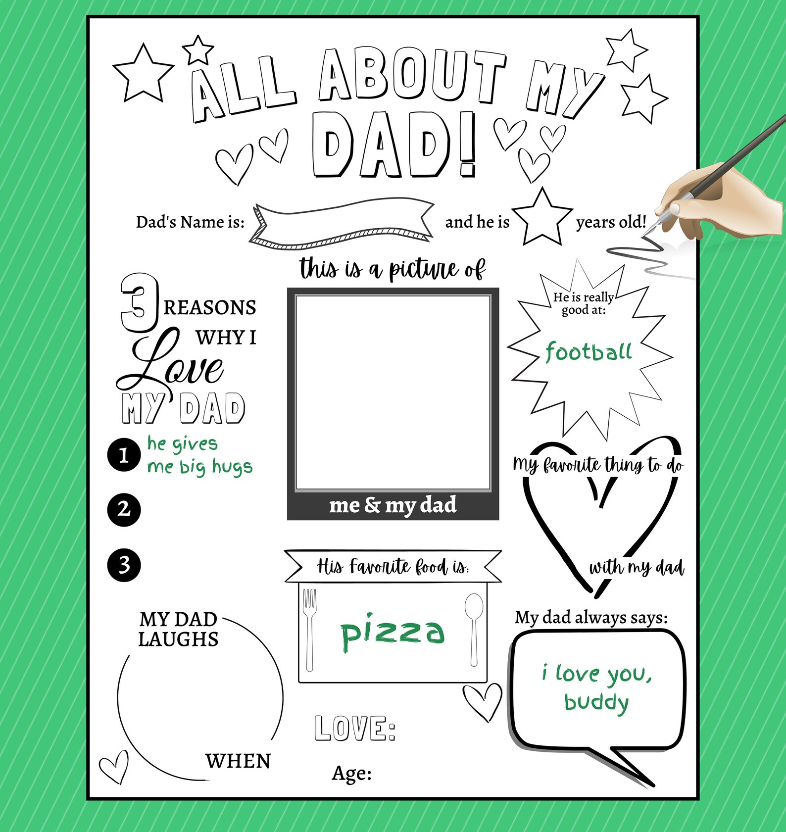 All About My Dad Printable Interview, Father's Day Gift From Kids ...
