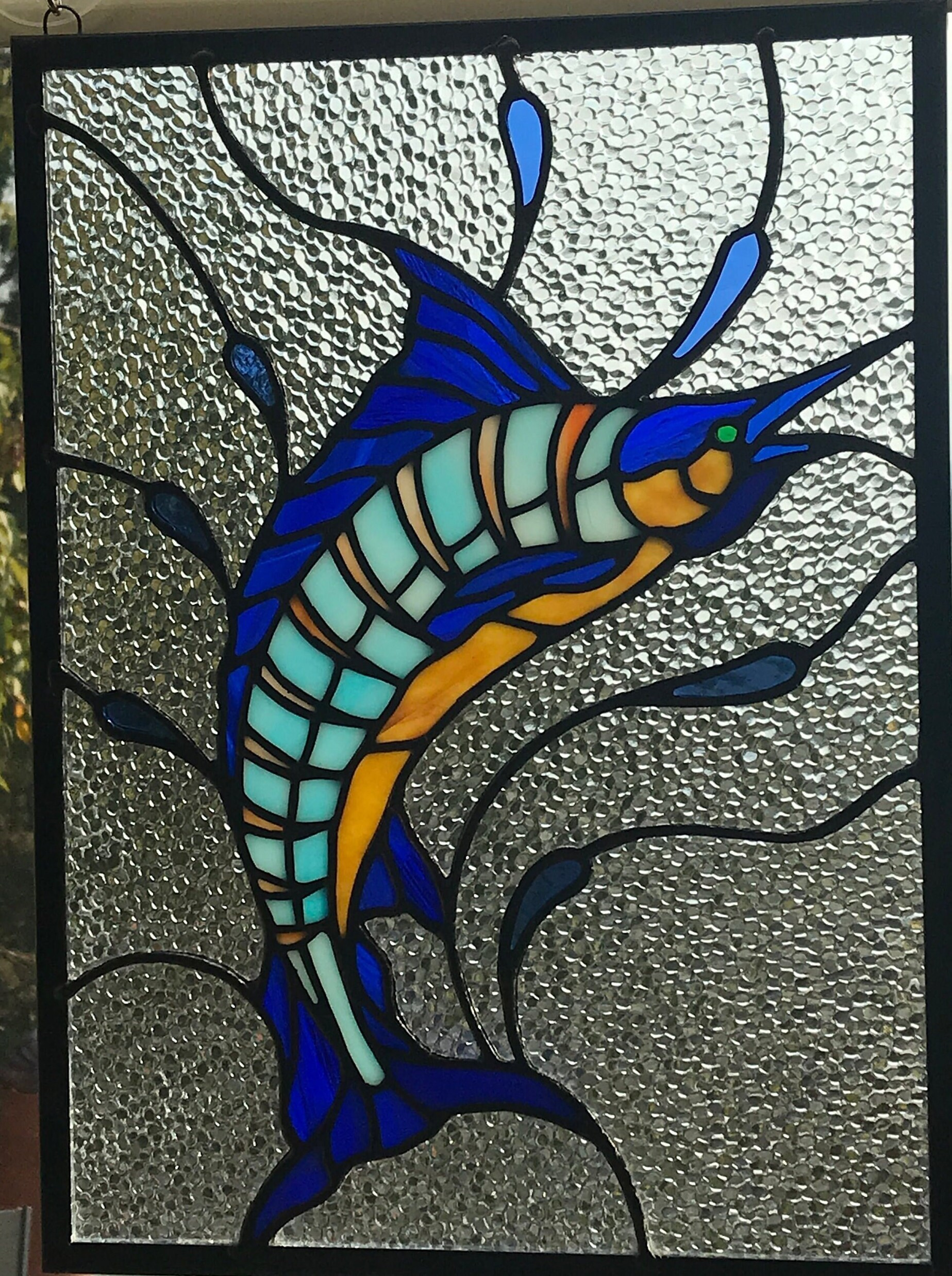 Blue Marlin Stained Glass Window Panel - Etsy