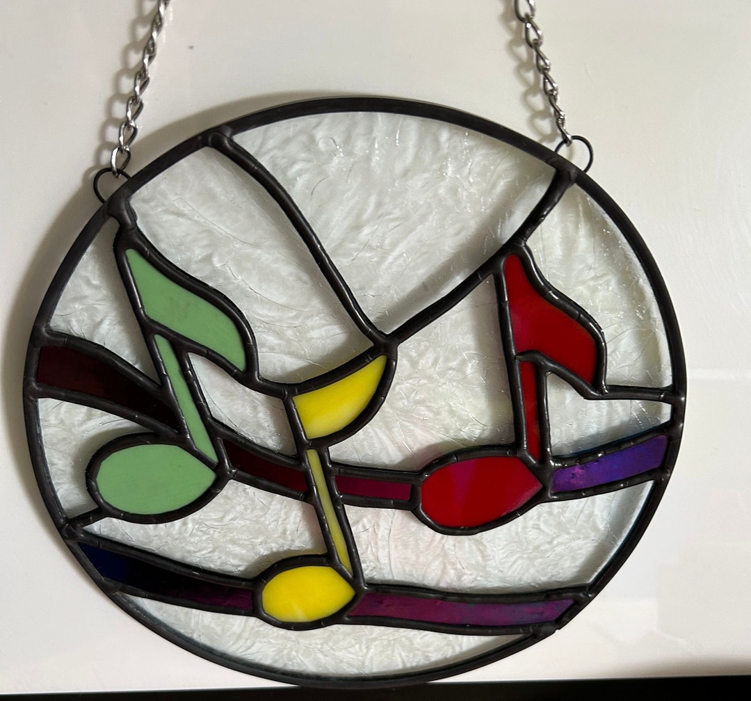 Colorful Musical Notes Stained Glass Suncatcher - Etsy
