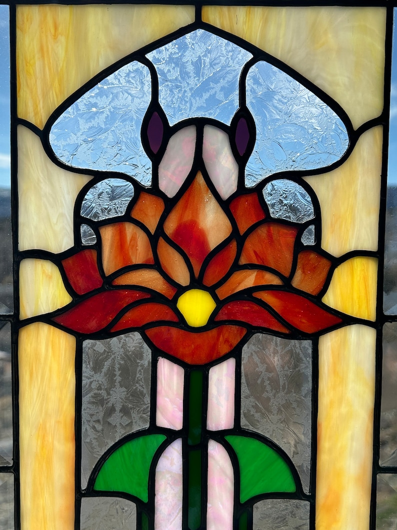 Lotus Flower of India Stained Glass Window Panel - Etsy