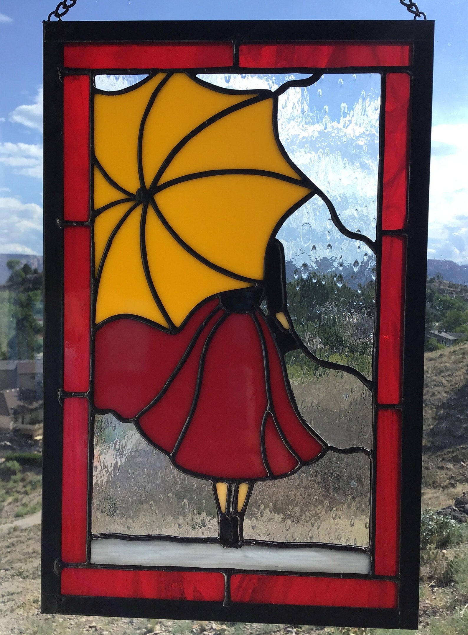 Lady in Red Stained Glass Panel. - Etsy