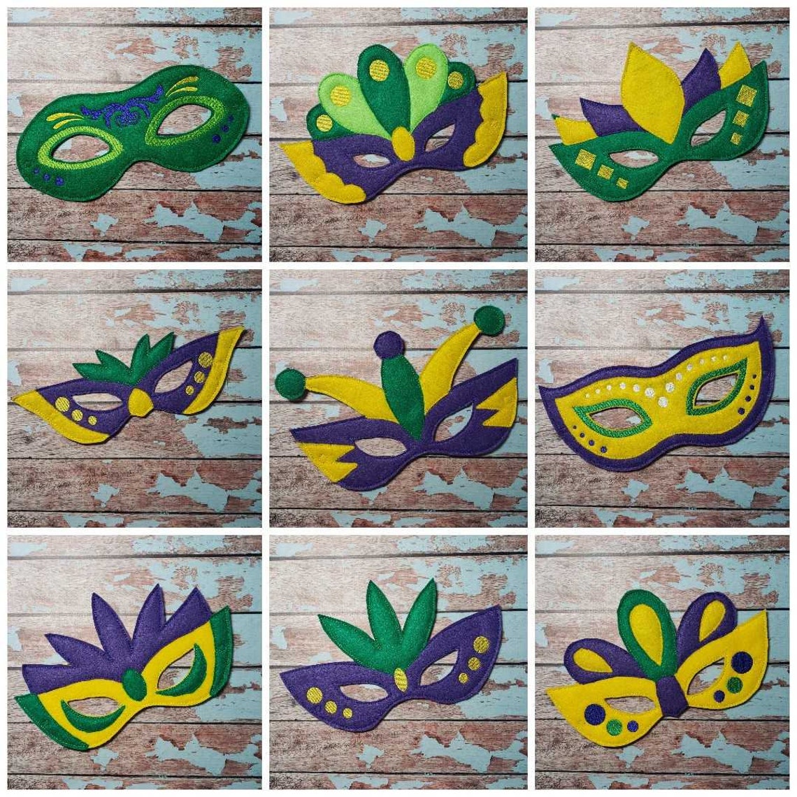 Mardi Gras Mask Embroidery Design SET OF 9 Masks Instant | Etsy