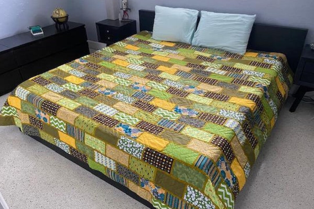 Mid Century Subway Tile Quilt King - Etsy