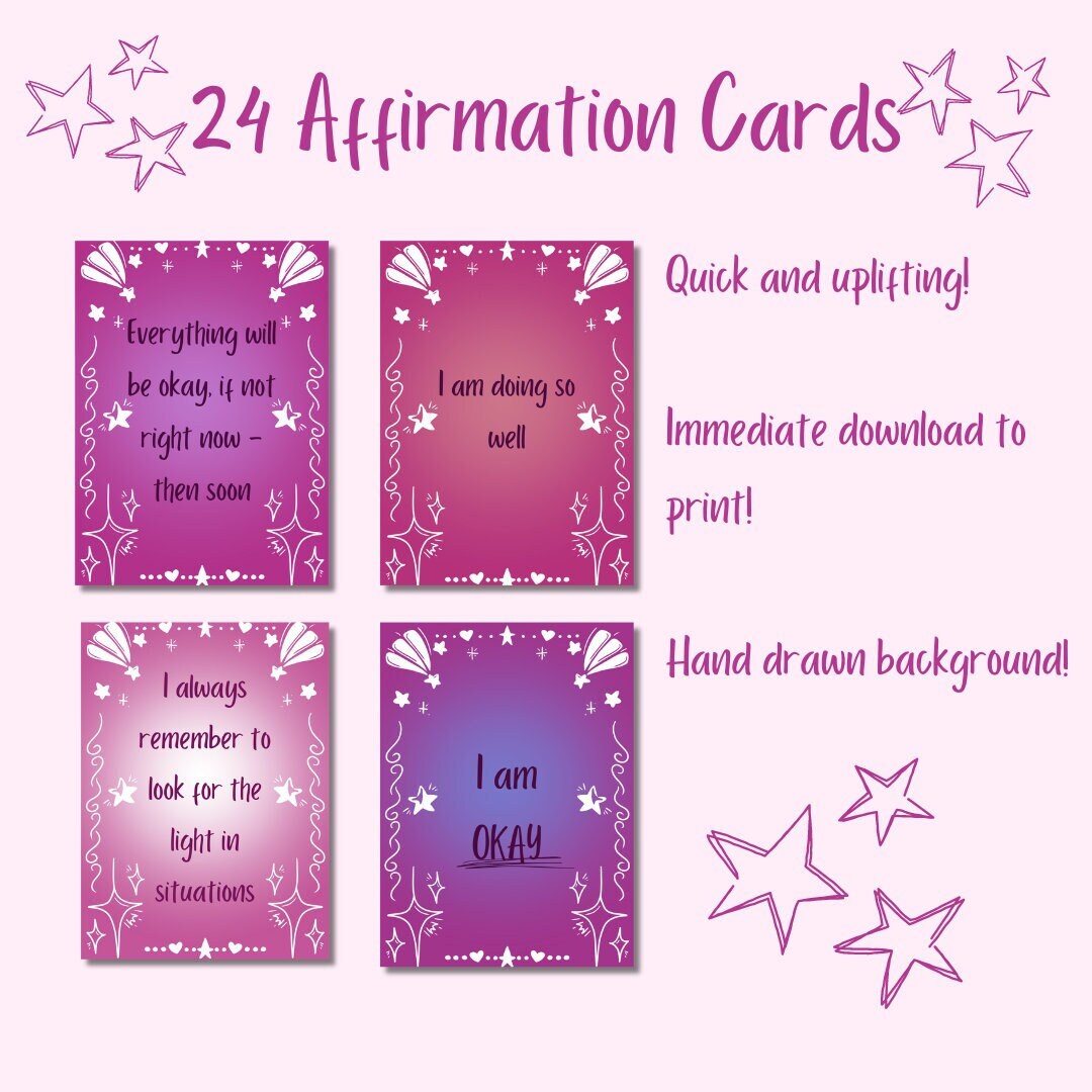 24 Affirmation Cards || Digital Download! - Etsy