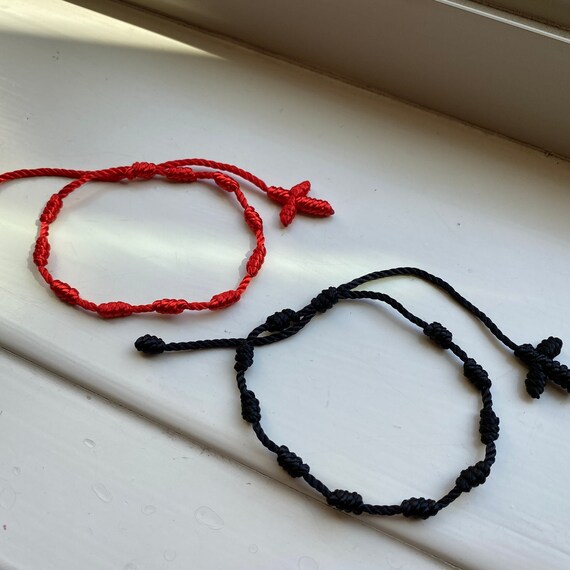 Knot Red String With Cross Mens Womens Handmade Bracelet Knot | Etsy