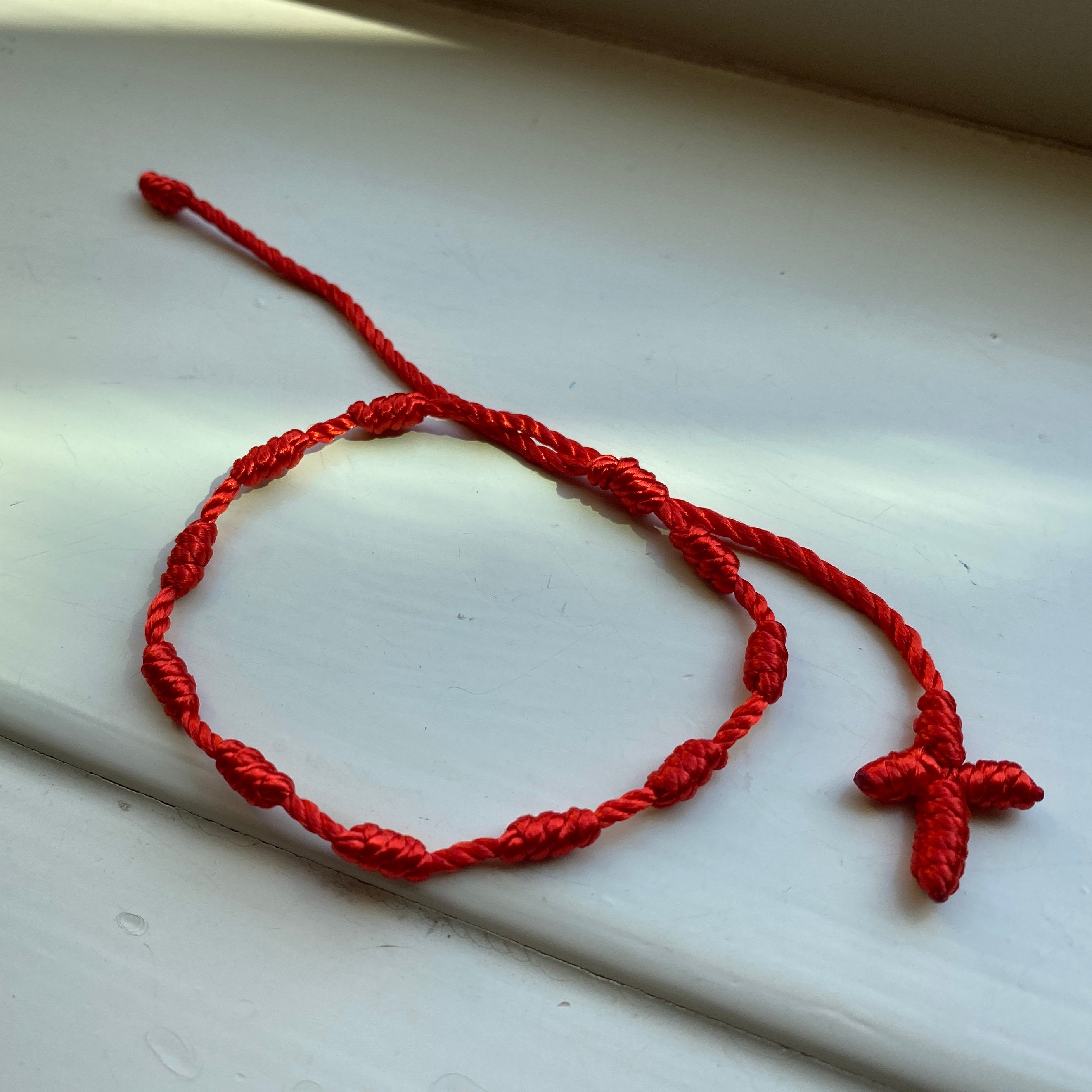 Knot Red String With Cross Mens Womens Handmade Bracelet Knot - Etsy
