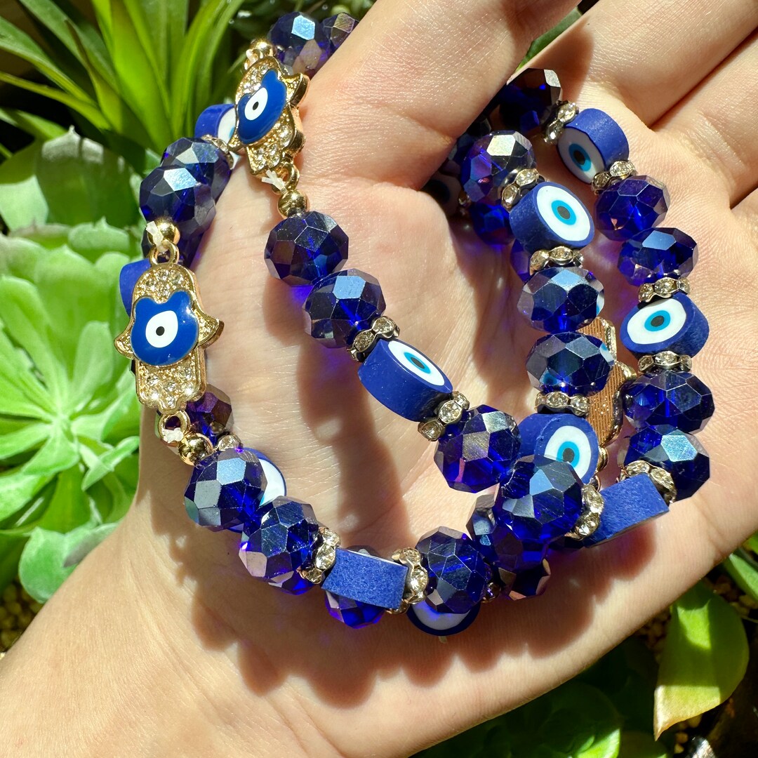 Stackable Blue Evil Eye Bracelet, Layered Bracelet, Protection Bracelet ...