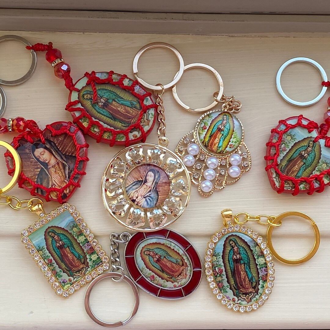 Virgin Mary Keychain, Our Lady of Guadalupe Silver Keychain, Virgen De ...