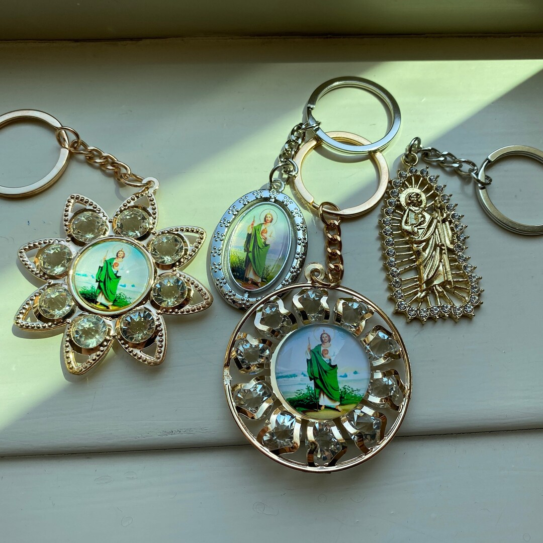 San Judas Keychain, St Jude of Thaddeus Keychain, Religious Keychain ...