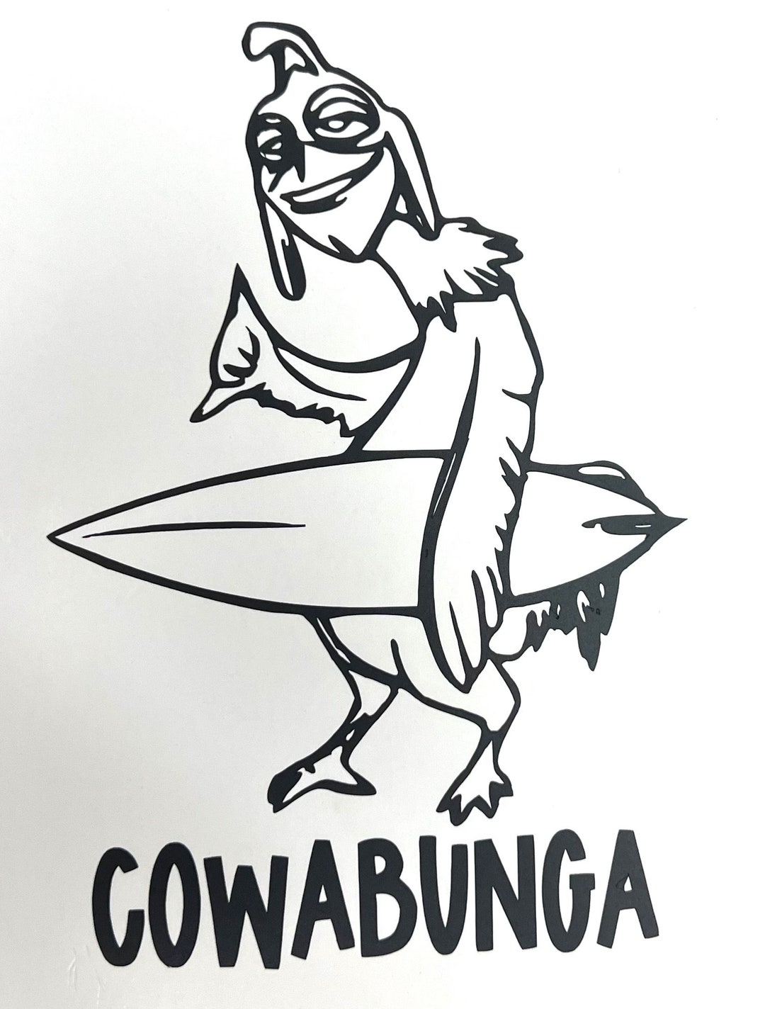 Surfing Chicken Cowabunga Decal Vinyl Sticker, Gifts for Surfers, Great ...