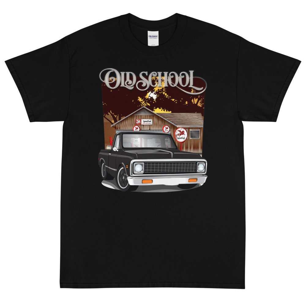 1971 Black Chevrolet C10 Pickup Truck Old School Printed T-shirt Shirt ...