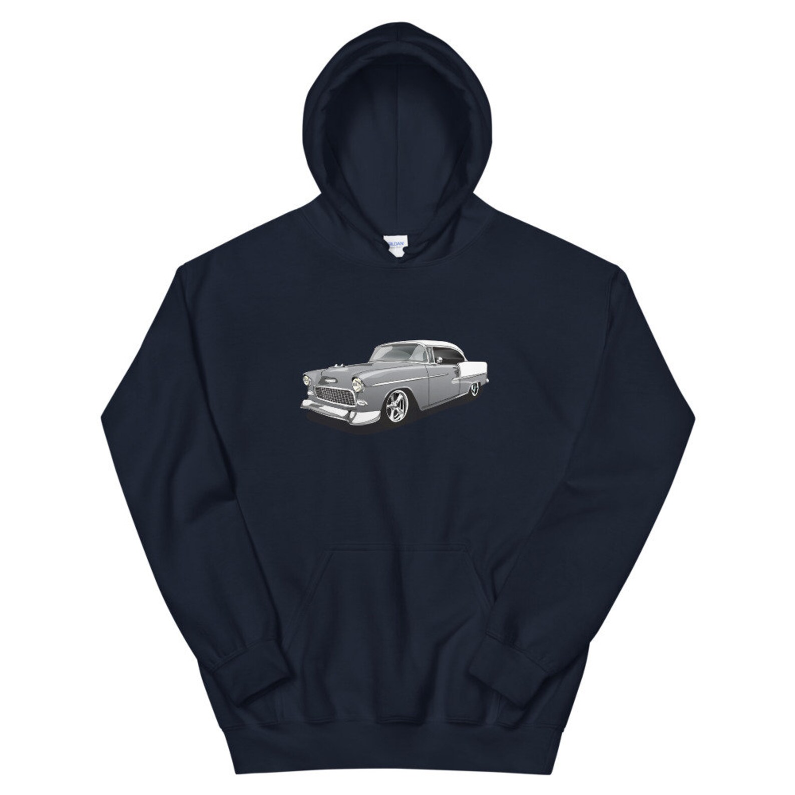1955 Silver Gray Chevrolet Bel Air Printed Hoodie - Etsy