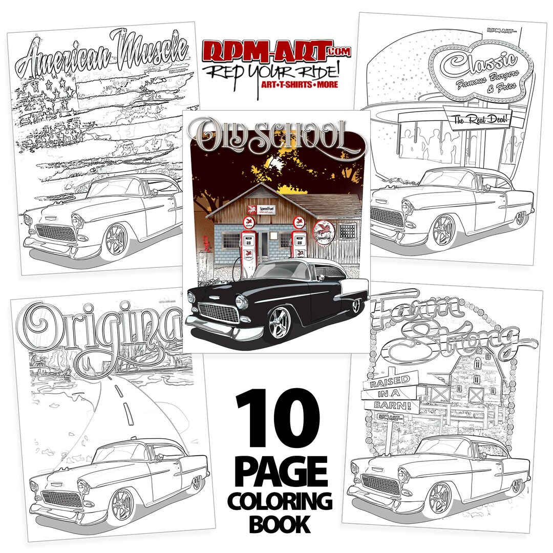 1955 Chevy Bel Air 10 Page Coloring Book / Digital / Instant Download ...