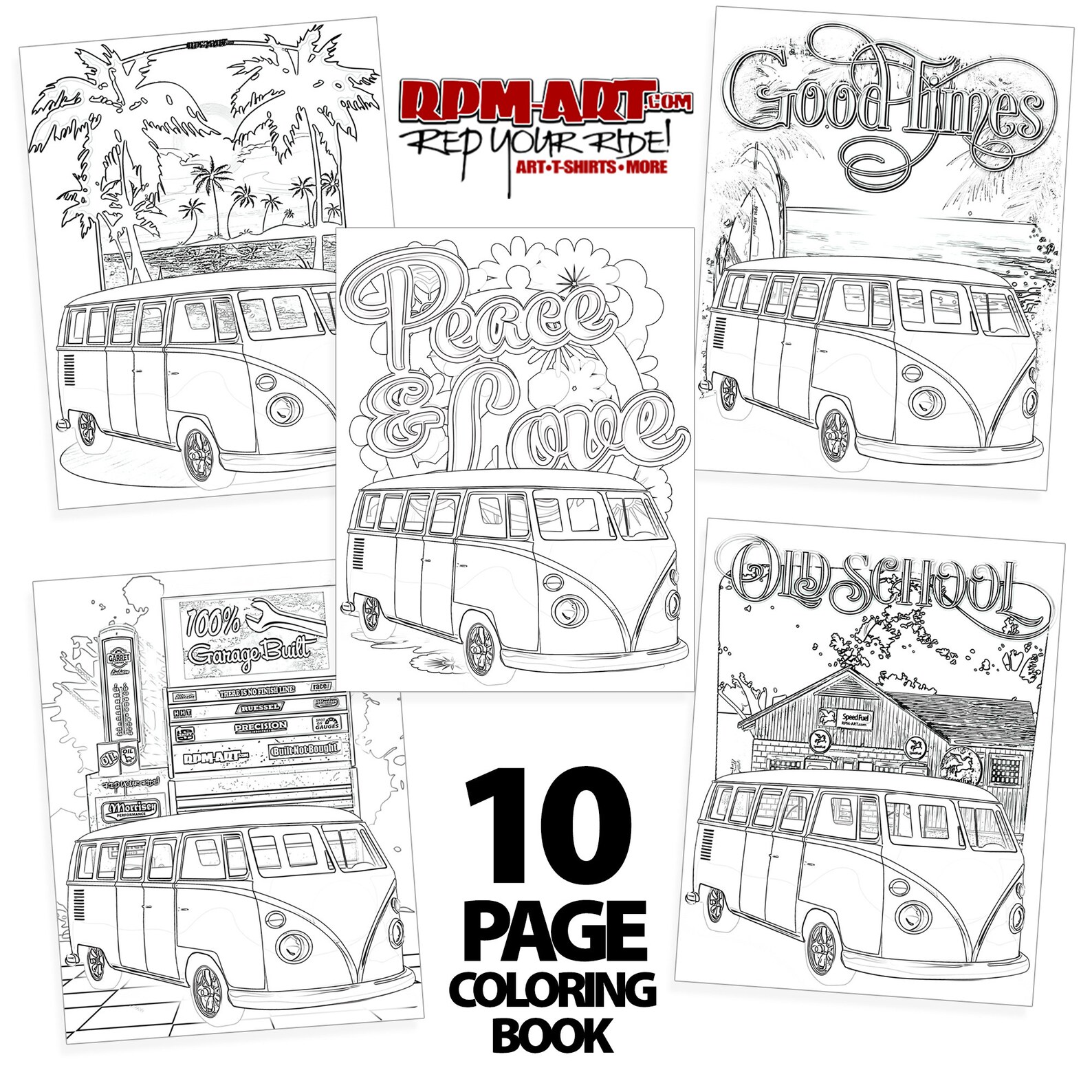 Volkswagen VW Bus Transporter 10 Page Coloring | Etsy