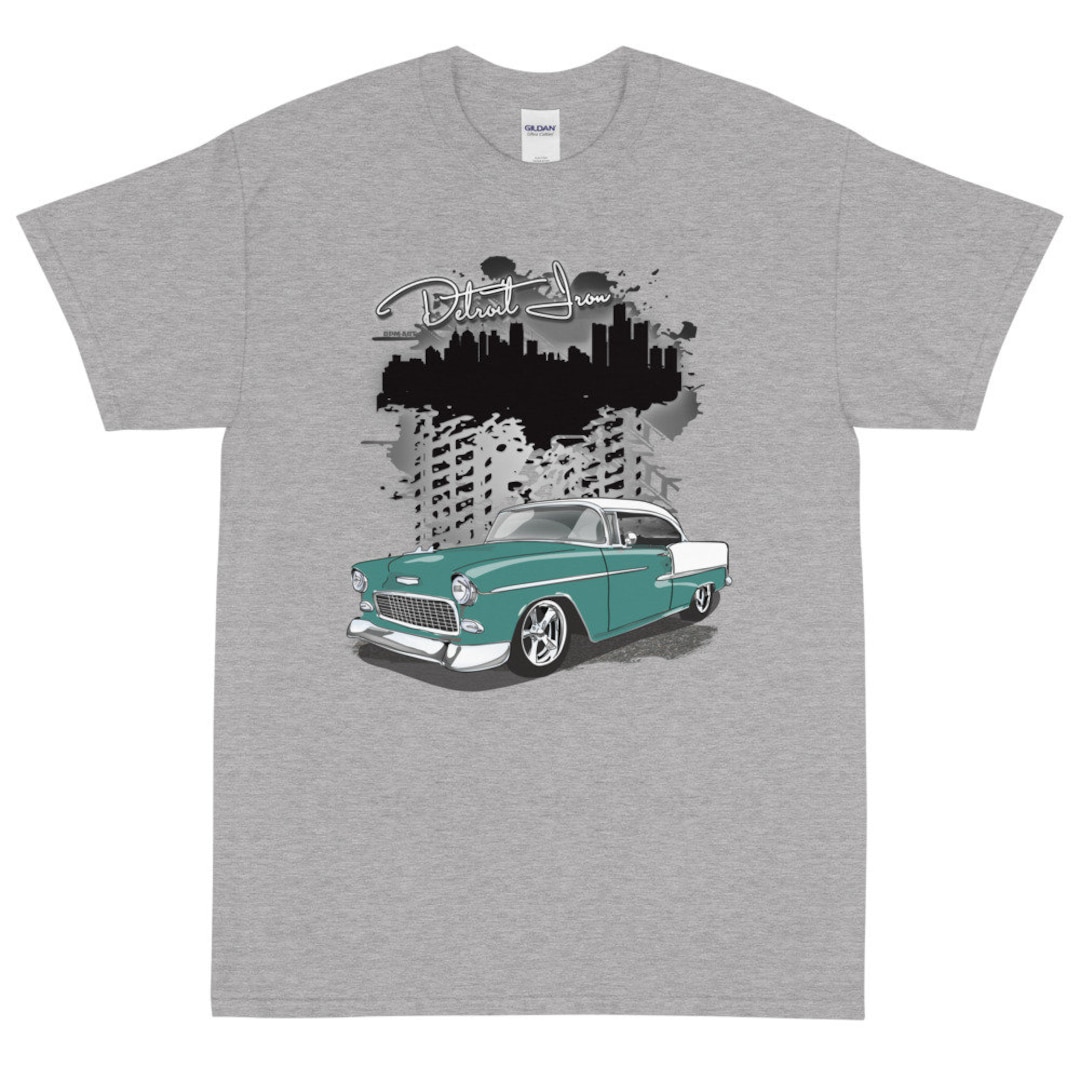 1955 Regal Turquoise & White Chevrolet Bel Air Detroit Iron Printed T ...