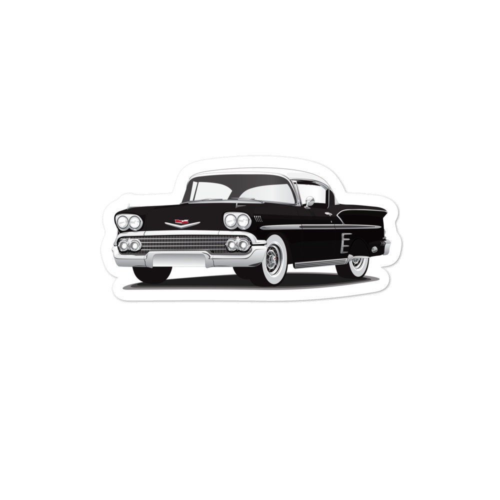 1958 Black Chevy Impala Vinyl Sticker Decal - Etsy