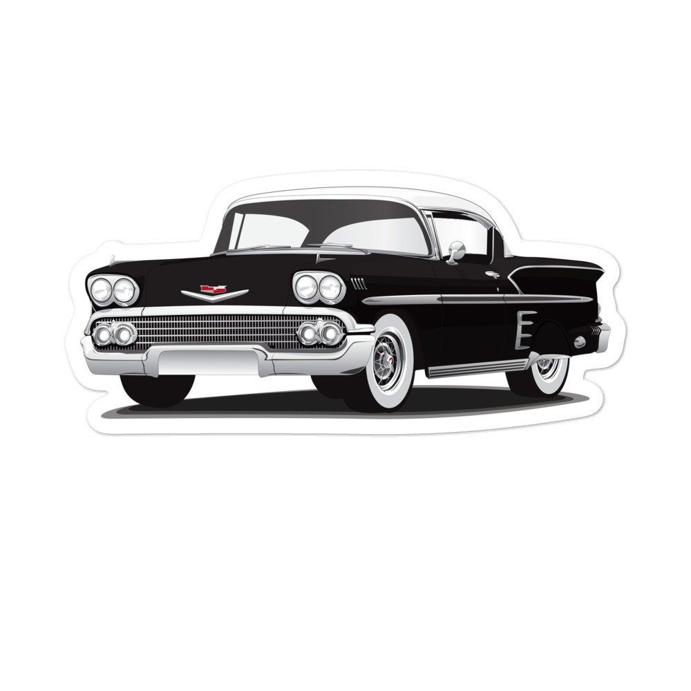 1958 Black Chevy Impala Vinyl Sticker Decal - Etsy