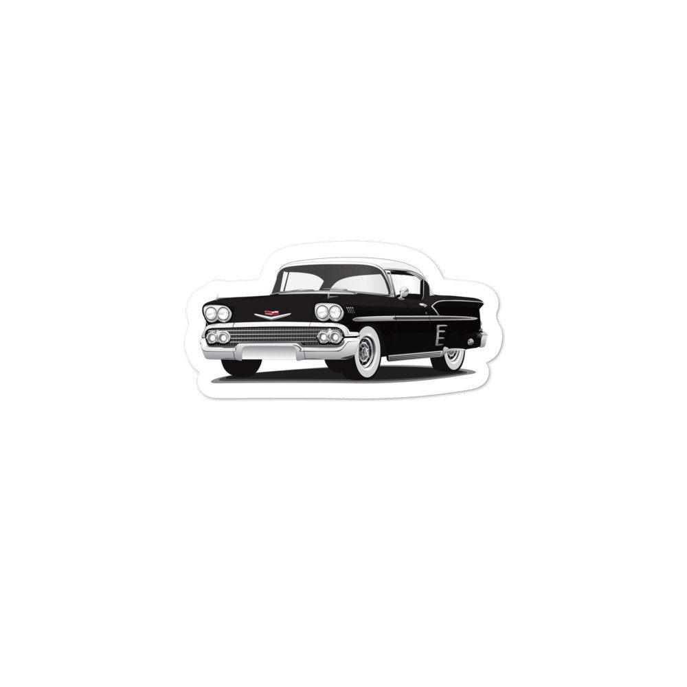1958 Black Chevy Impala Vinyl Sticker Decal - Etsy