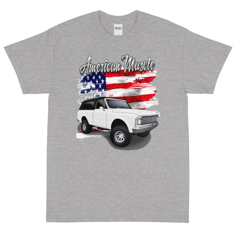 1972 White Chevrolet K10 Blazer Printed American Muscle T-shirt Shirt ...
