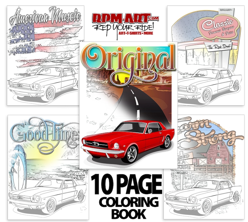 1964 Ford Mustang 10 Page Coloring Book / Digital / Instant Download - Etsy
