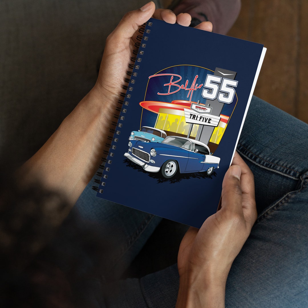 1955 Blue Chevy Bel Air Cruise Night Chevrolet Belair Spiral Notebook ...