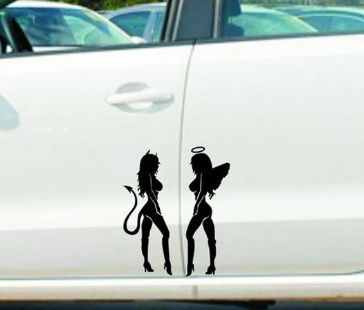 Sexy Girl Angel And Demon Stand Crouch Vinyl Decal Stickers Funny