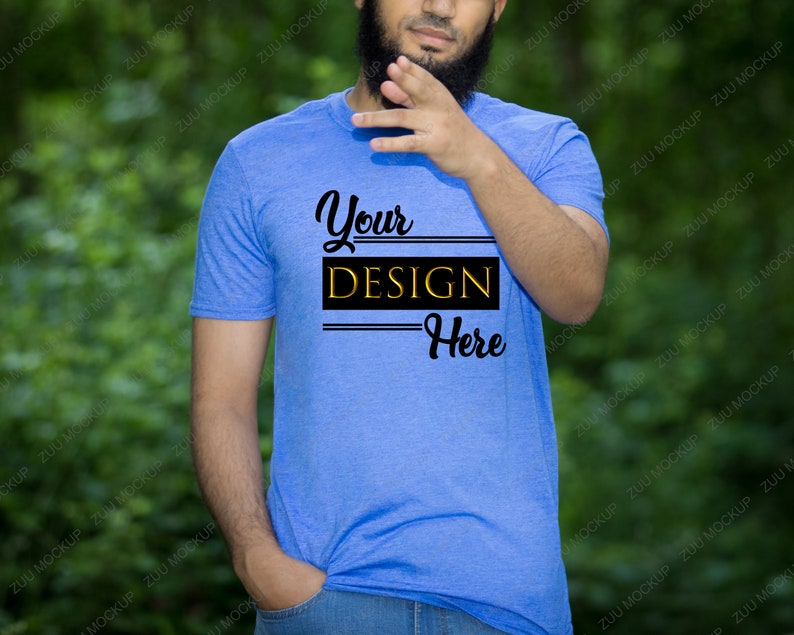 Gildan 640 Heather Royal T Shirt Mockup Photo Tshirt Mockup Etsy