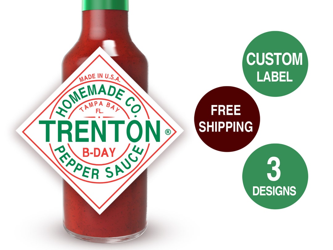 Custom Hot Sauce Label. Personalize Text and Characters. - Etsy