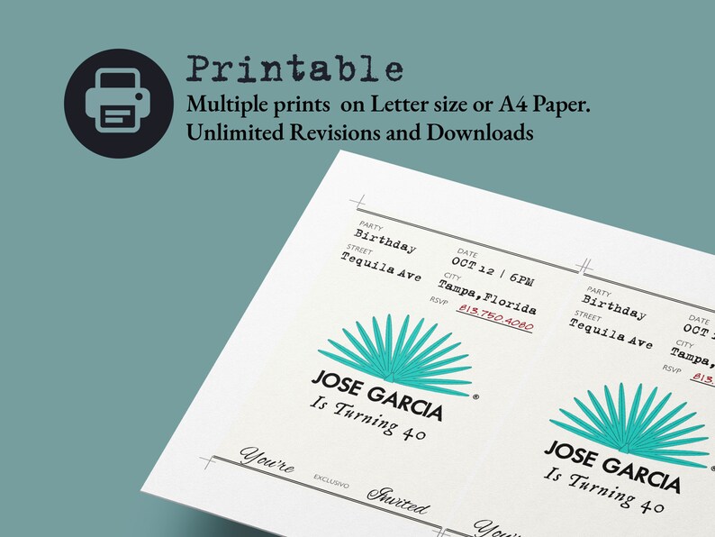 Casamigos Tequila Printable 5X7 Invitation. Tequila Label - Etsy