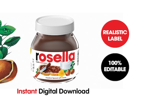 Nutella Label Template. Easy to Customize and Print Hazelnut - Etsy ...