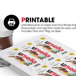 Nutella Label Template. Easy to Customize and Print Hazelnut Spread ...